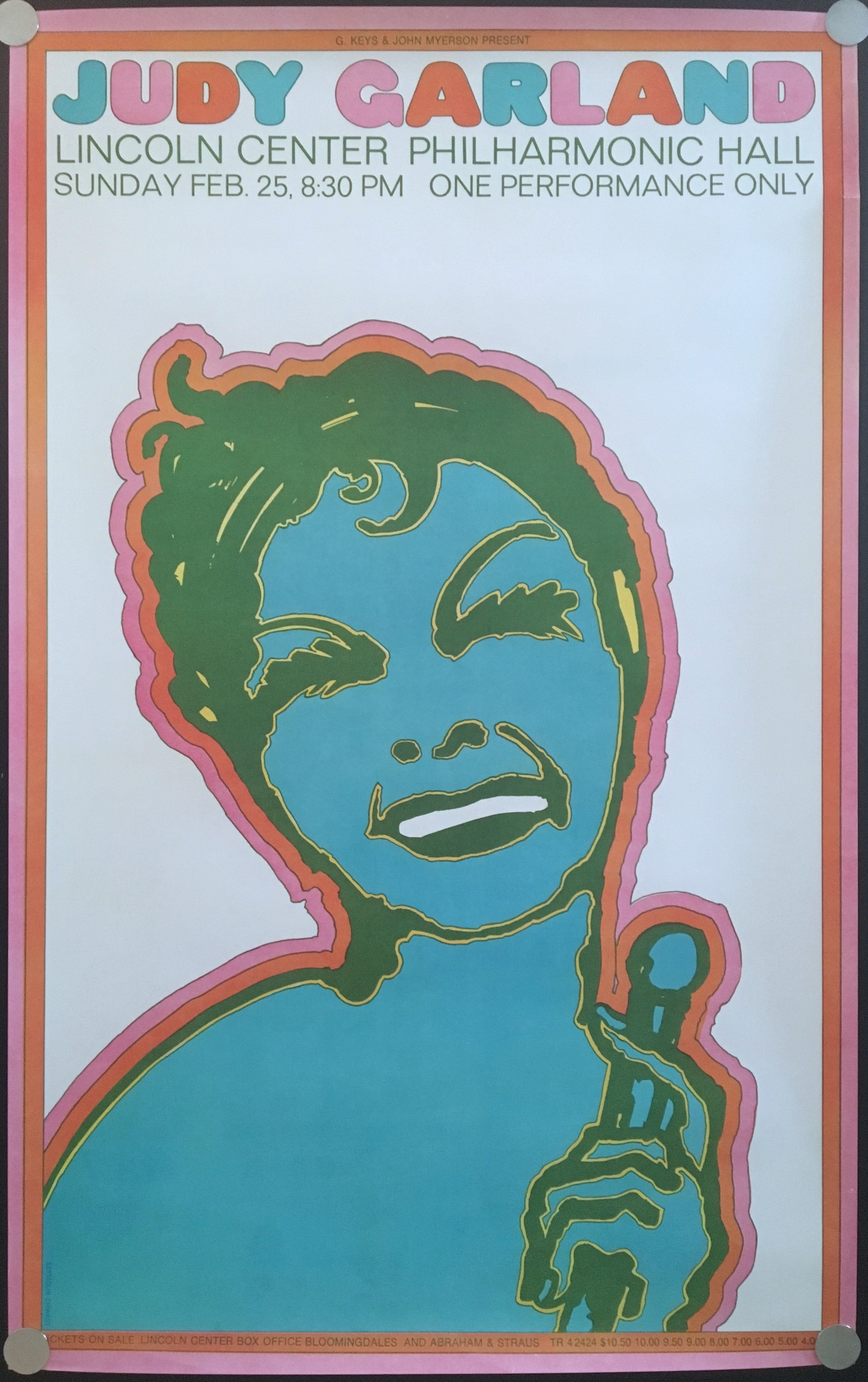 Judy Garland Original Concert Poster 1968 by Seymour Chwast