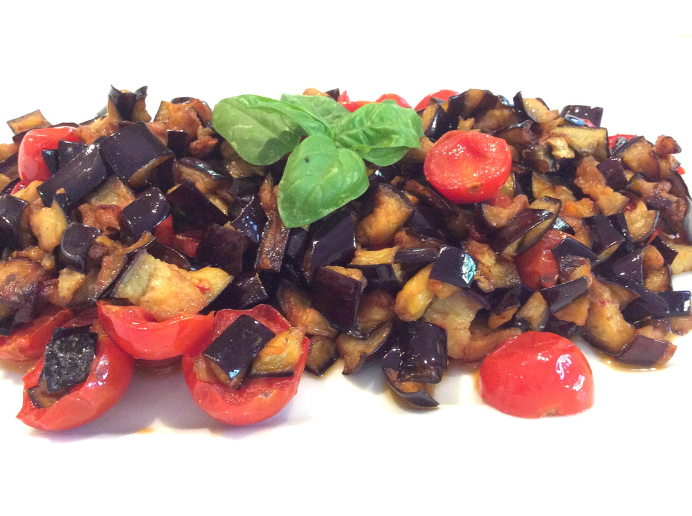 Melanzane A Funghetto Recipe: Eggplant meets Tomato and Basil Heaven.