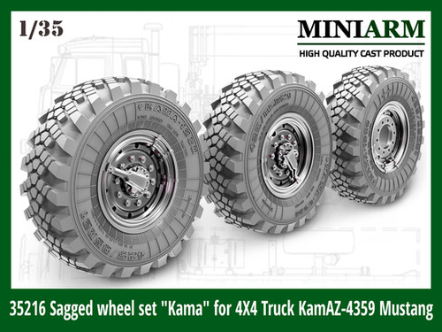35216 MINIARM 1:35 Колеса Кама (просадка) К-4350 Мустанг 4 шт+запаска ...