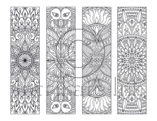 8 Mandala Coloring Bookmarks Set 4 | Intrikate Ink