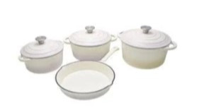 7Pcs Cast Iron Pot Set - Cream | Continental Homeware