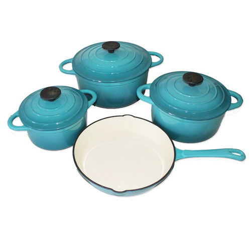 7Pcs Cast Iron Pot Set - Blue | Continental Homeware