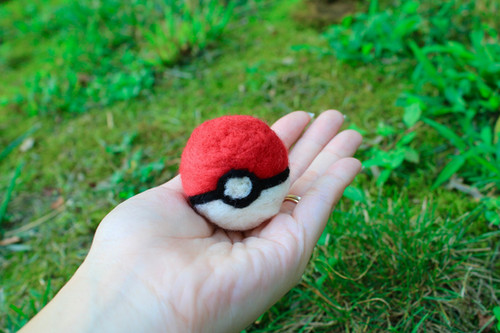 Felted Red and White Capture Ball | MiniatureInspiration