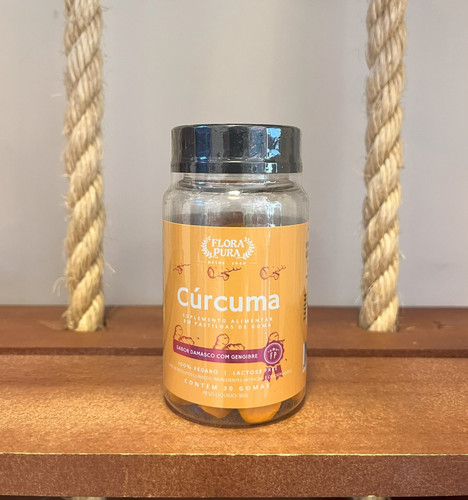 CURCUMA GOMA SABOR DAMASCO COM GENGIBRE 90G FP | Flora Pura Br