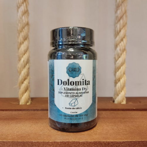 DOLOMITA + VITAMINA D3 CAPSULA 500MG | Flora Pura Br
