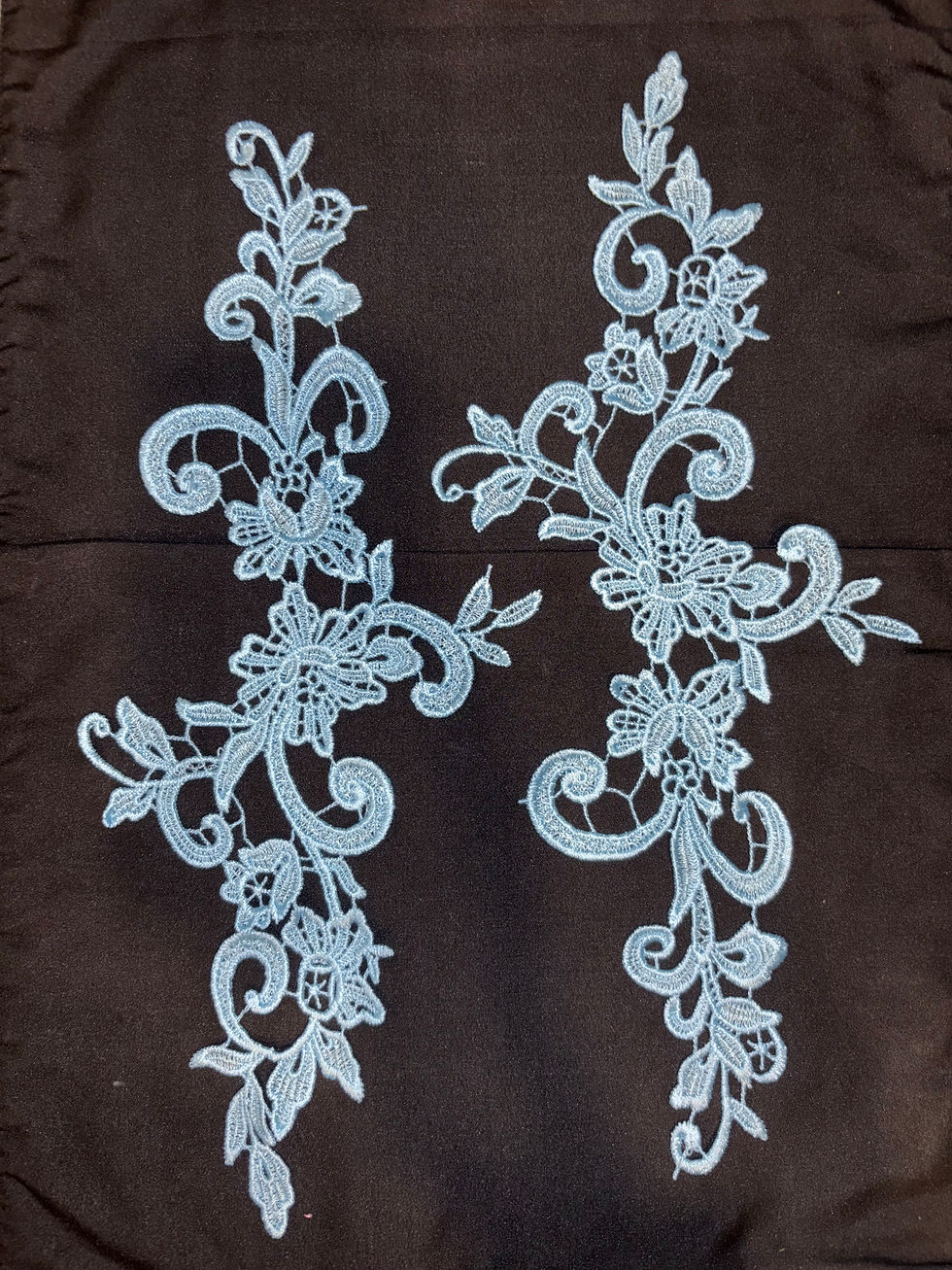 Light Blue Embroidered Applique - Pair | Royal Rhinestones