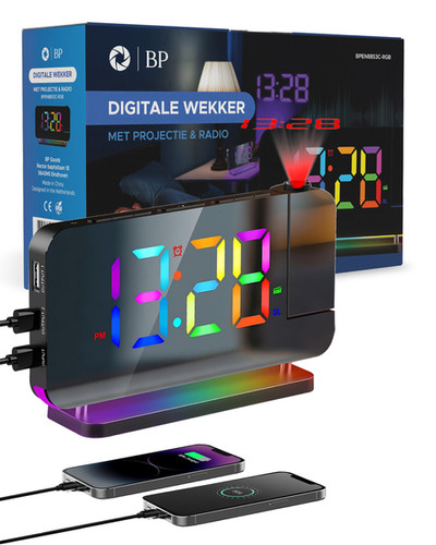 BP® Digitale Wekker Met Projectie - Wekkerradio -Zwart | Bp Goods