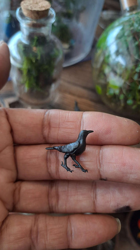 3 x Miniature Crows 3D Printed. 2 different poses. | GreenRoom