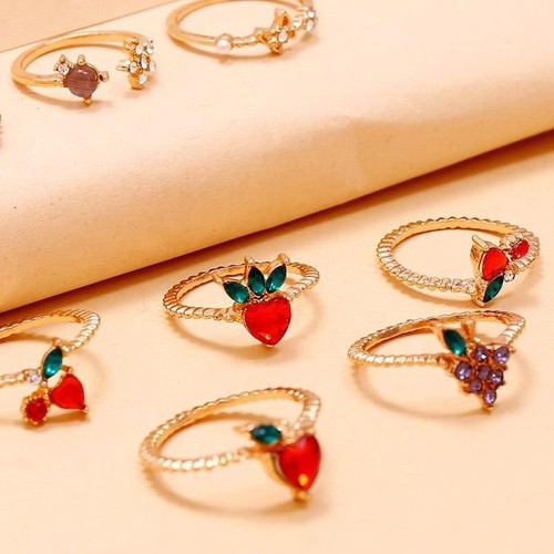 Sweet Crystal Fruit Diamond Ring Set | Amalfi India