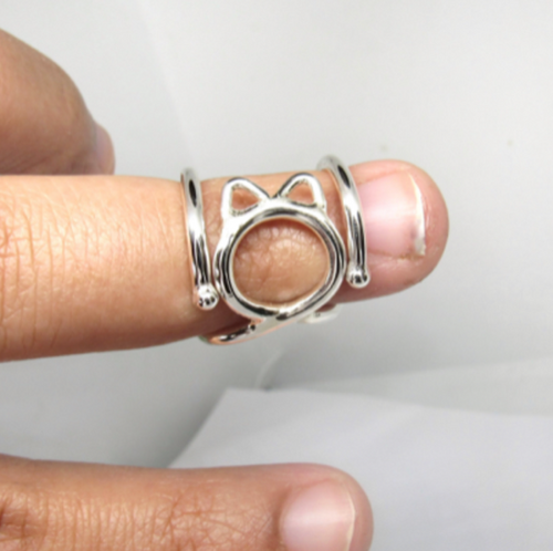 Cat Trigger Finger Ring • Trigger Finger Splint Ring • Sterling Silver ...