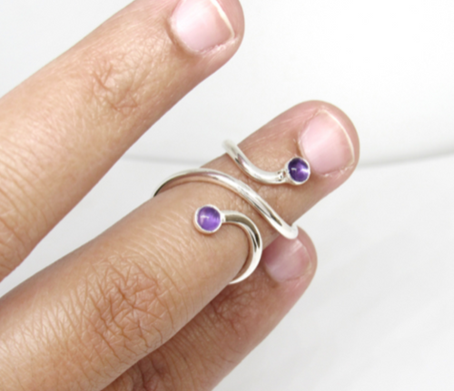 Mallet Finger Ring With Amethyst Stones • Trigger Finger Splint Ring ...