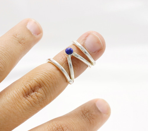 Mallet Finger Ring with Lapis Stone • Trigger Finger Splint Ring ...