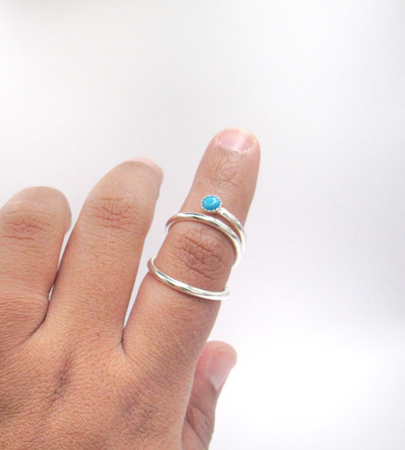 Adjustable Swan Splint Ring in Sterling Silver with Turquoise Stone ...