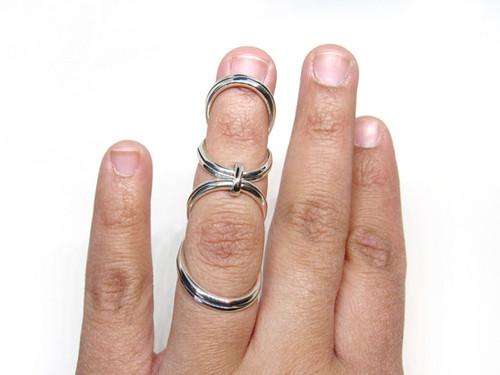 Attached Swan Silver Splints Rings • Combination Splint | Evabelle Jewelry