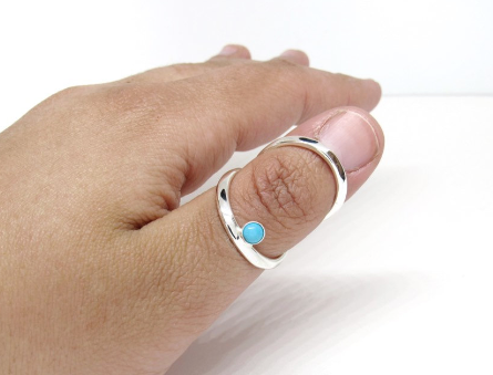 Silver Ring Splint with Turquoise Stone | Evabelle Jewelry