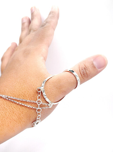 Hammered Thumb MCP Silver Splint Ring with Bracelet • Thumb Splint 925 ...