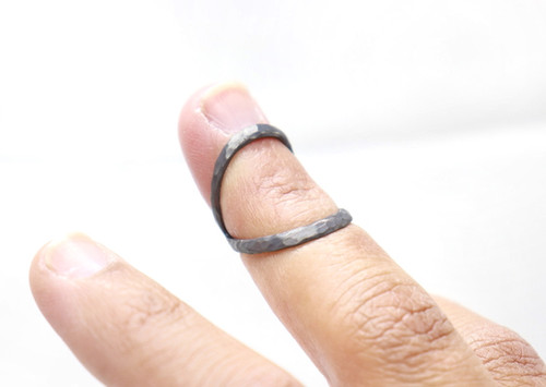 Oxidized Hammered Ultimate Splint Ring • Ring Splint • Swan Neck Splint ...