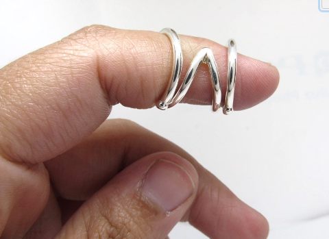 Chevron Multi use Silver Splint Ring | Evabelle Jewelry