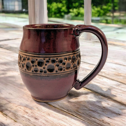 Full of good mojo In merlot red stoneware mug | Dirty Dog Pottery