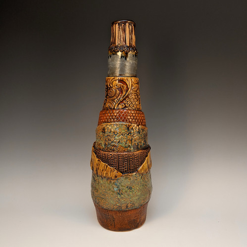 Wrap slab built bottle | Dirty Dog Pottery