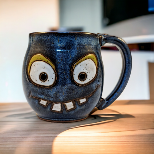 blue monster mug | Dirty Dog Pottery
