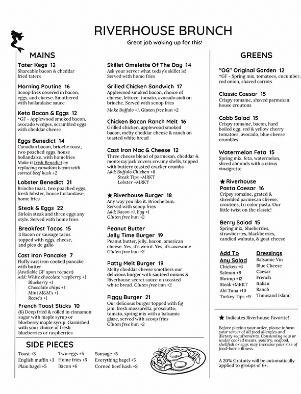 Brunch Menu | Riverhouse