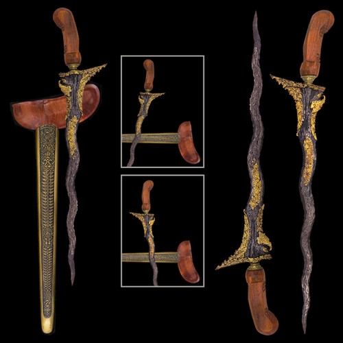 Rare, majestic Naga Liman, Pudhak Sategal, Kamarogan Tinatah keris, kris gold | paragonswords