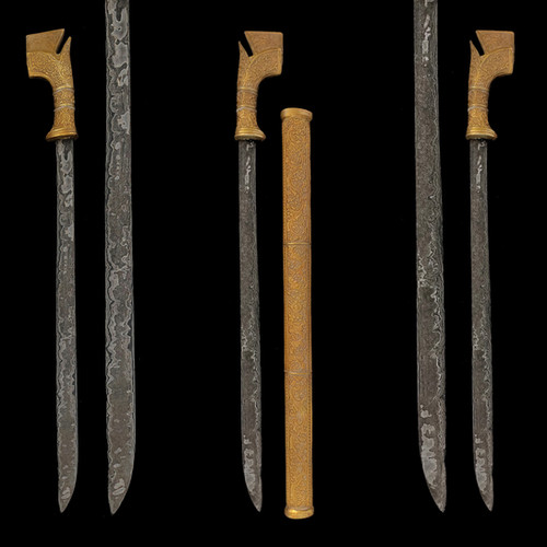 Antique Bugis Alamang – Pedang - copper hilt and sheath - pamor blade ...