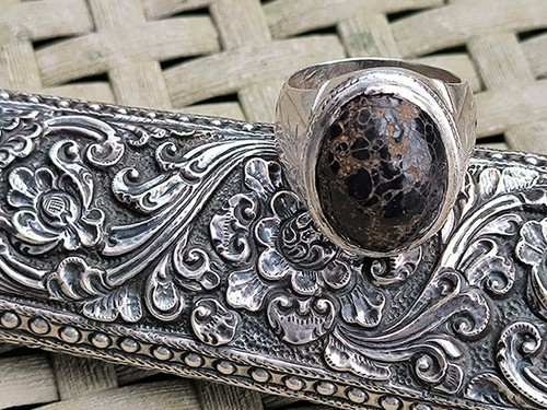 Silver ring with spiritually powerful black turquoise stone healing ...