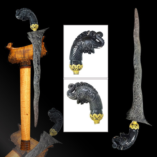 Magical Bugis keris – Stylized Bugis warangka - Lar Gangsir pamor ...