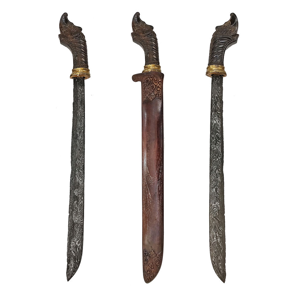 Antique and rare Cirebon Pedang Lamen – pamor Lar Gangsir - Wayang hilt ...