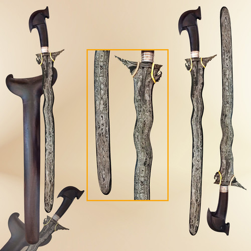 Rare, antique Sundang kris, keris - Moro kris - 2 pamors – With warrior ...