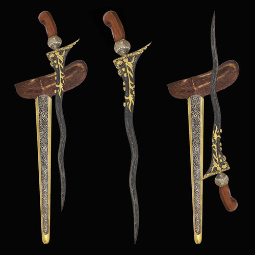 Antique Semar Lungguh keris, kris - Wilah with kinatah (gold plated ...