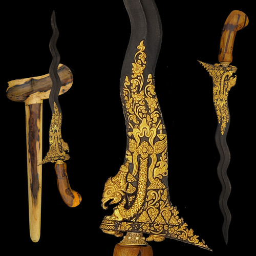 Rare, Naga Liman Kamarogan Tinatah keris, kris. With Tinatah (gold) Kamarogan | paragonswords