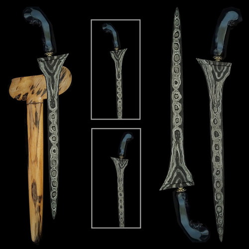 Antique and powerful Brojol kris, keris - 17th century - 2 rare pamors ...