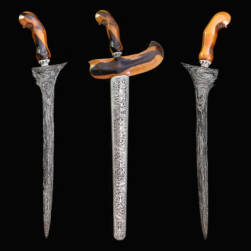 Naga Liman keris, kris - Pajajaran era - Scarce Kukus angin pusut pamor | paragonswords
