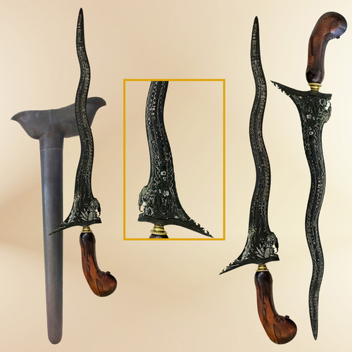 Antique Cirebon Naga Liman kris, keris - Tritik pamor - Naga Liman dapur | paragonswords