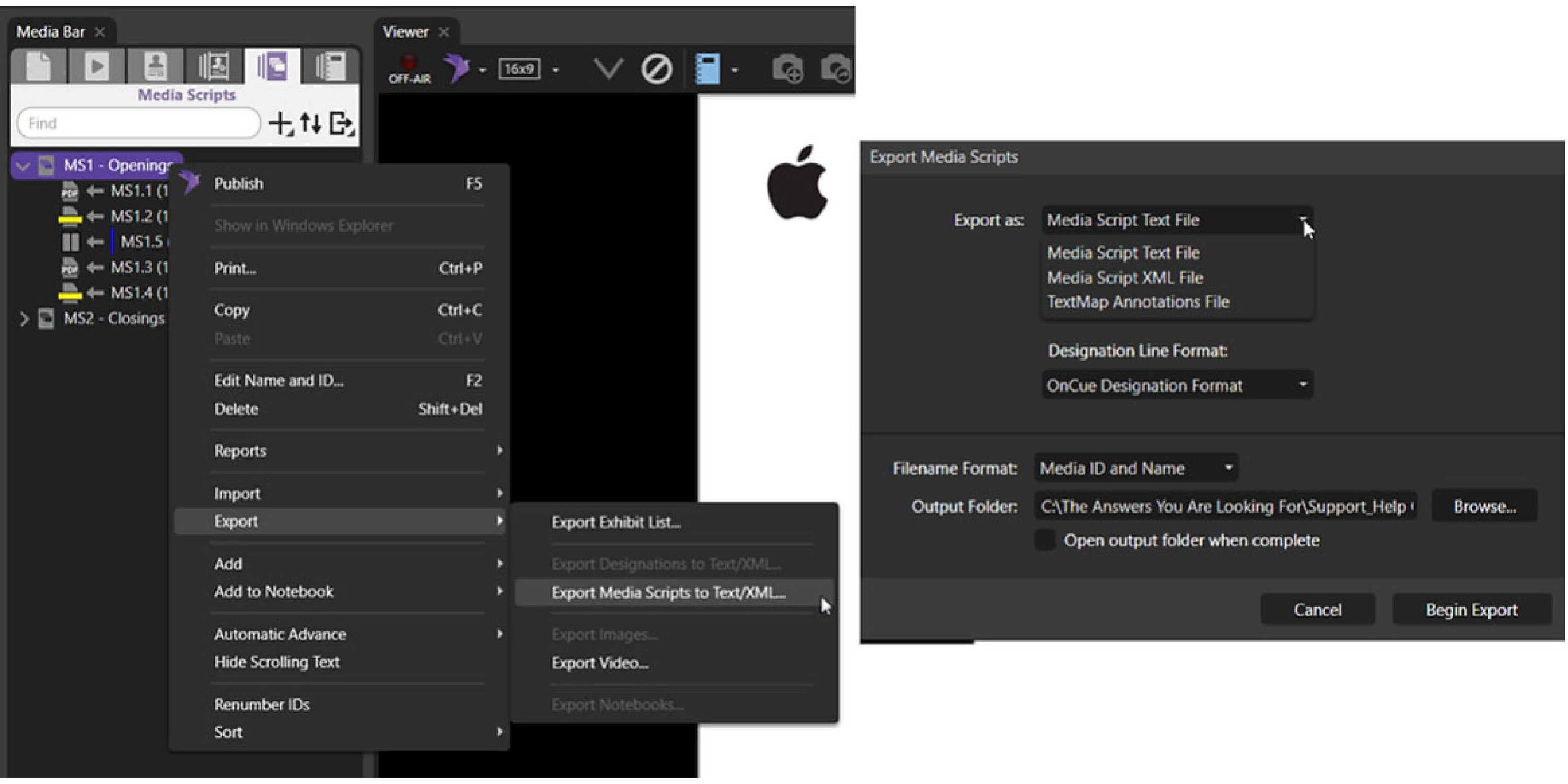 Exporting Media Scripts