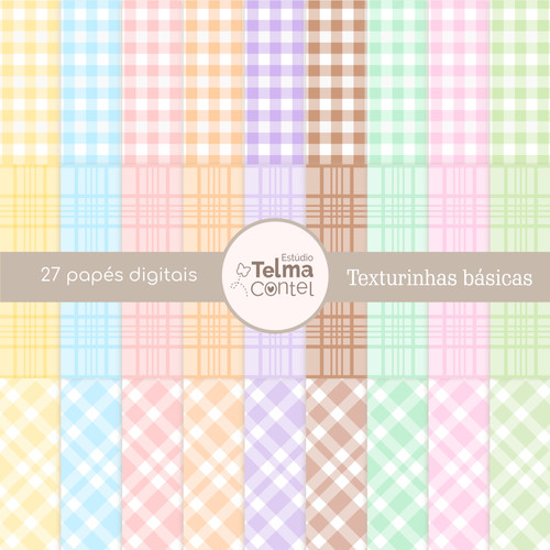 Papéis Digitais - Texturas Básicas - Xadrez | Estúdio Telma Contel
