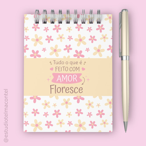 Arquivo digital bloquinho A6 wire-o espiral - 10,5 x 14,8cm - Floral ...