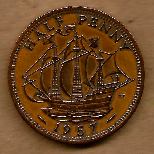 INGLATERRA HALF PENNY 1957 | Laury Numismática