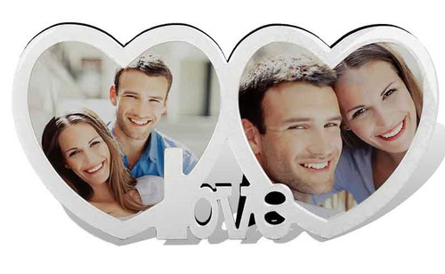 Wooden double heart love frame 280x146x5mm | ONHAND