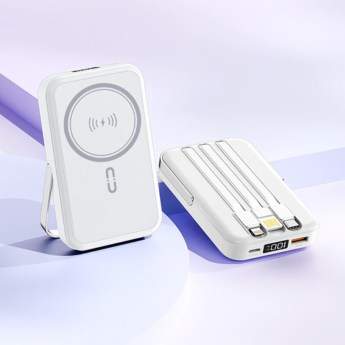 10,000mAh Magnetic Wireless Power Bank with metal stand + built-in ...