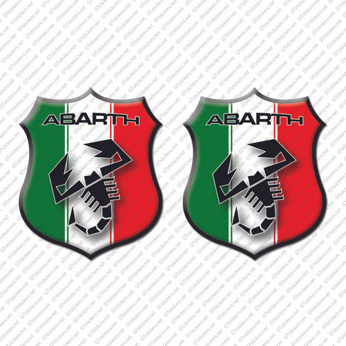 Abarth Italy Flag Shield Decals x2pcs s.n: 00124 | GT Stickers