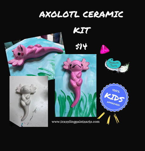 Ceramic Axolotl Art Kit | Traveling Paints