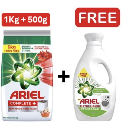 Ariel Complete Plus Semi-Auto & Hand Wash Detergent Powder 1.5Kg With ...