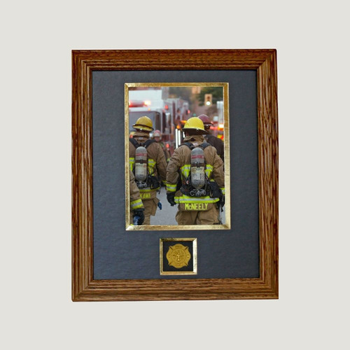 American Oak Fire Rescue Photo Frame with Maltese Cross | RespondersPro ...