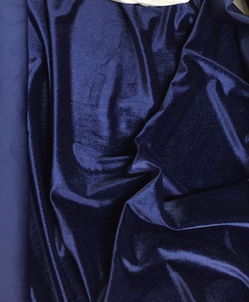 Terciopelo azul marino bielástico