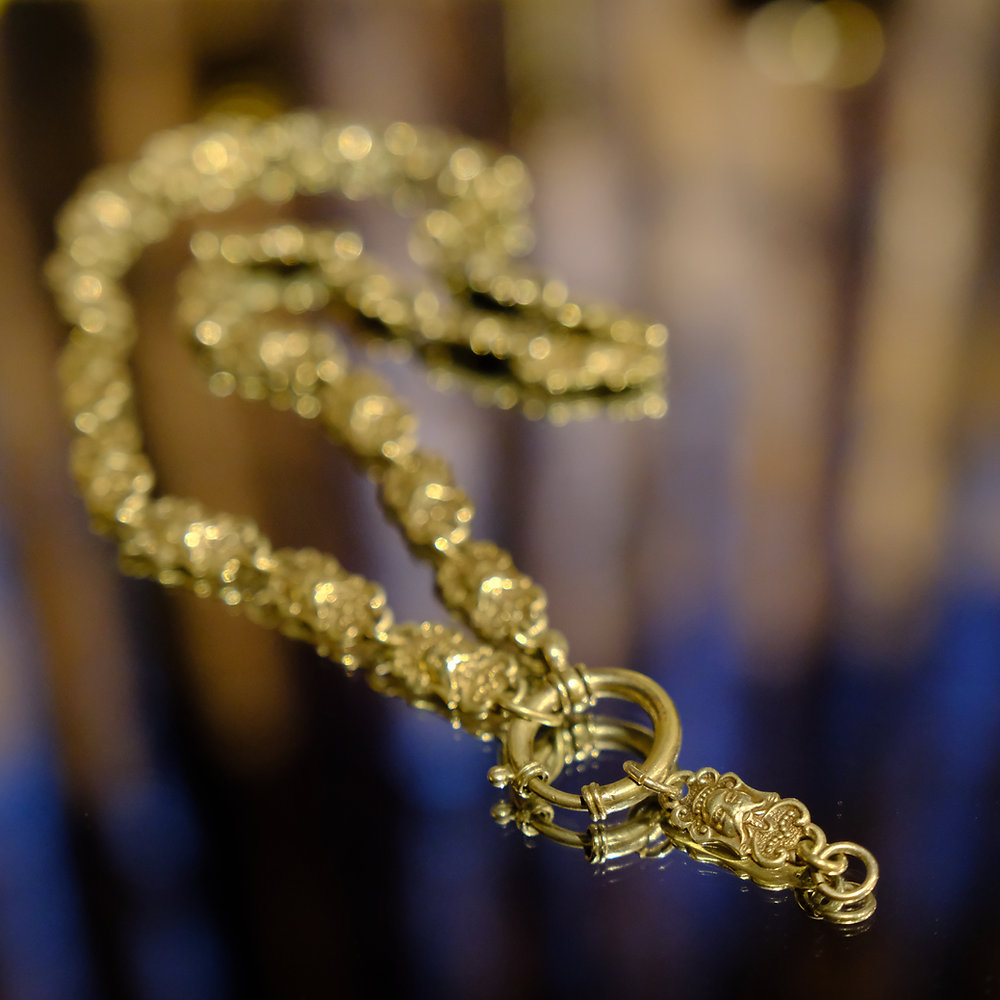 1880-1910s British Antique Gargoyle Chain Necklace