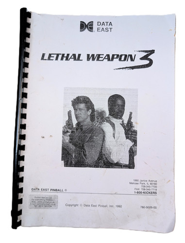 Data East Lethal Weapon 3 Pinball Manual | Arcade Breakers https://www ...